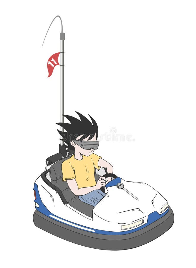 Bumper car draw stock vector. Illustration of sunglasses - 277574147