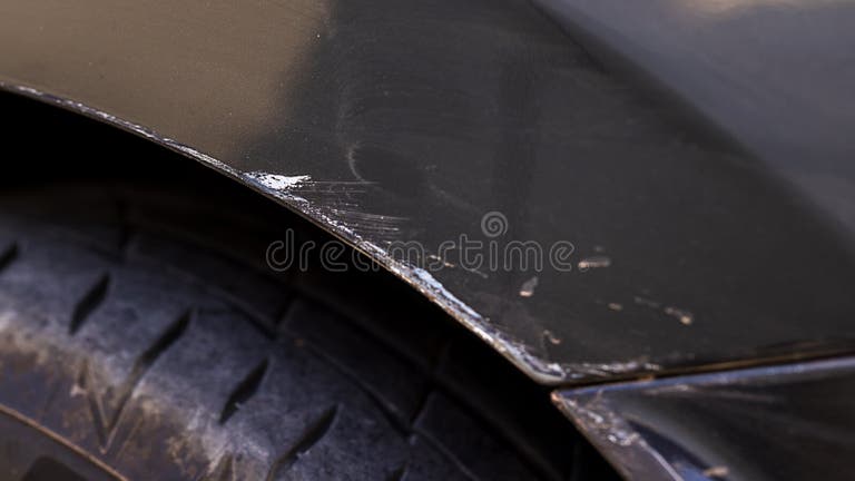 Bumper Car Scratched with Deep Damage To the Paint. Dent Car Scratch ...