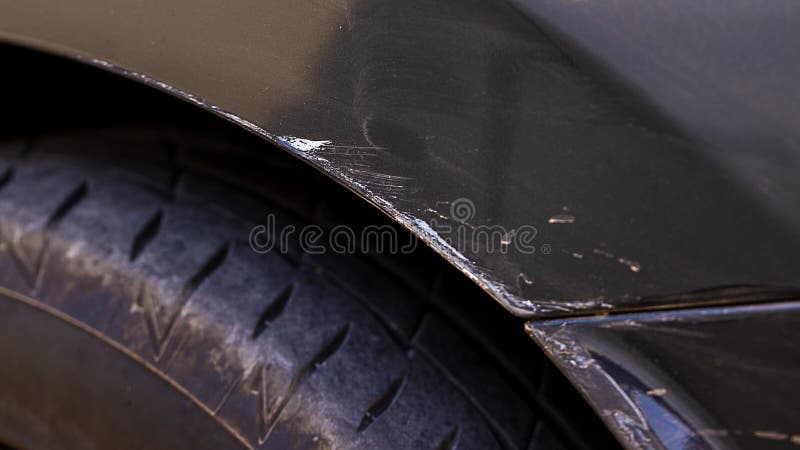 Bumper Car Scratched with Deep Damage To the Paint. Dent Car Scratch ...