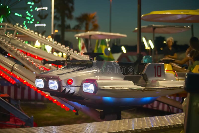 Bumper Car Shining at Night in Amusement Park Ride Stock Image - Image ...