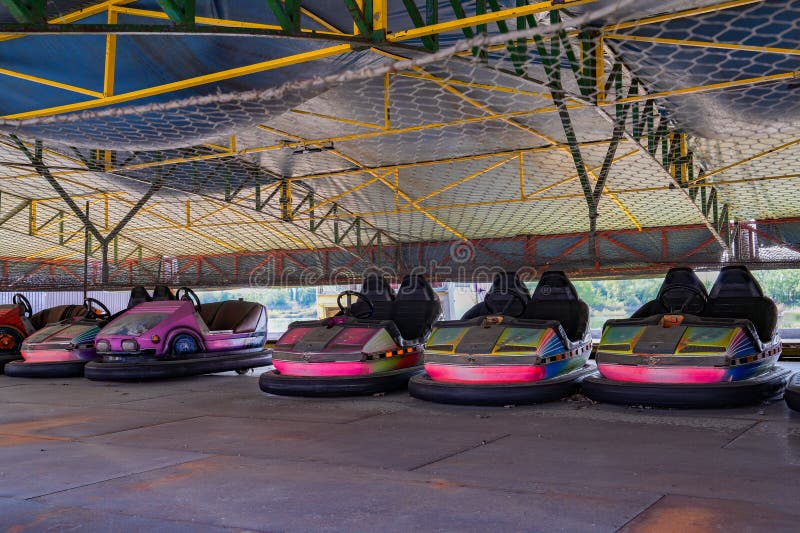 ARAD, ROMANIA, 12 APRIL, 2024: Colorful Bumper Cars in Amusement Park ...