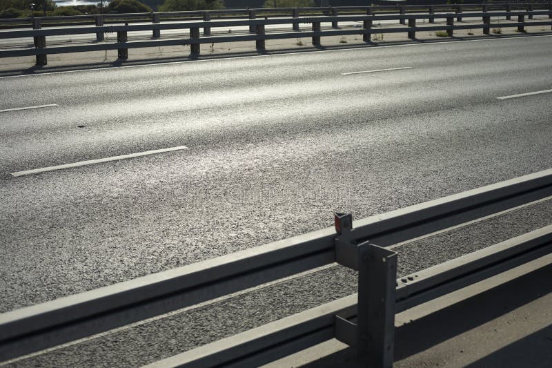 Bumper on the Highway. an Empty Road. Track Details Stock Image - Image ...