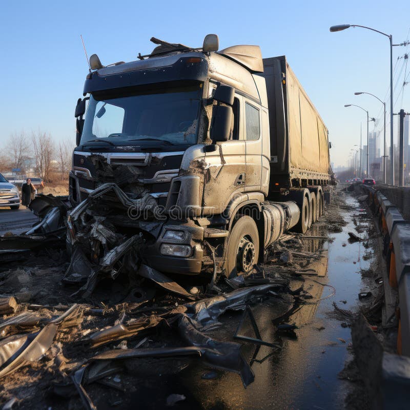 The Bumper of the Loading Truck Experienced an Accident Hitting a Road ...