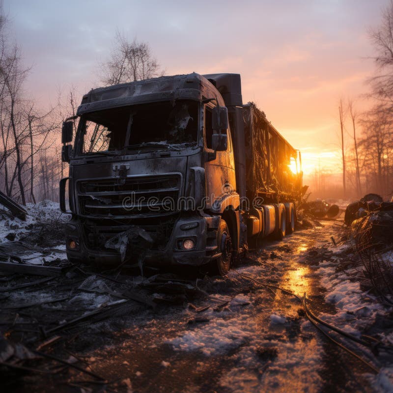The Bumper of the Loading Truck Experienced an Accident Hitting a Road ...