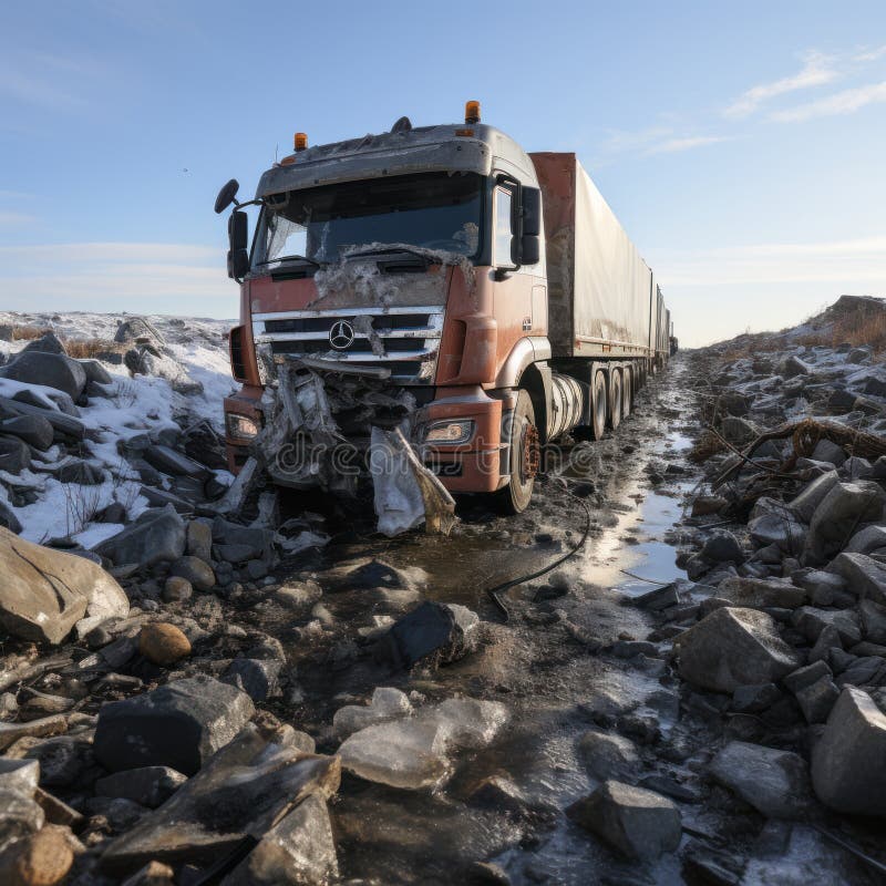 The Bumper of the Loading Truck Experienced an Accident Hitting a Road ...
