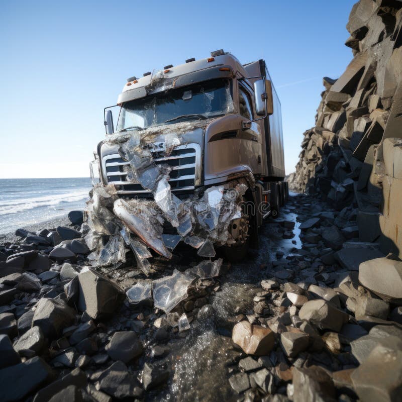 The Bumper of the Loading Truck Experienced an Accident Hitting a Road ...