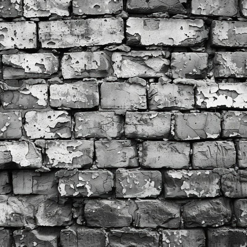 The Bumpy Uneven Texture of an Aged Brick Wall. Black and White Art ...
