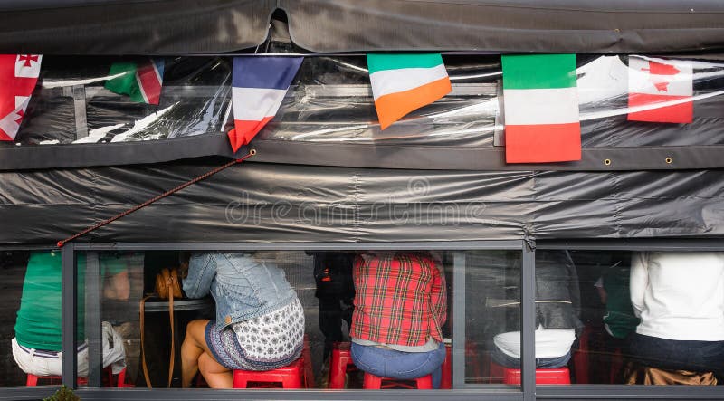 Bums on Seats at Irish Pub in Dublin with Flags Stock Photo - Image of ...