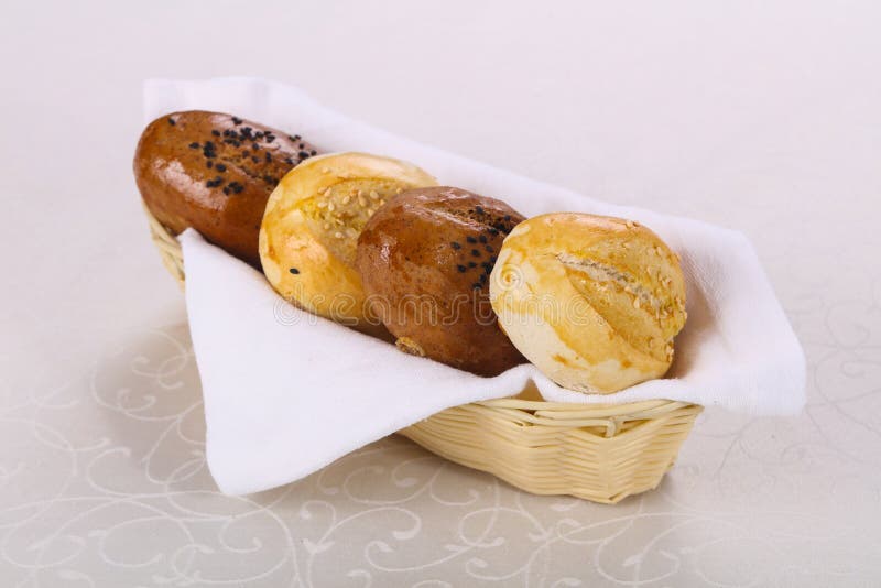 Bun Assortment in the Basket Stock Photo - Image of assorted, basket ...