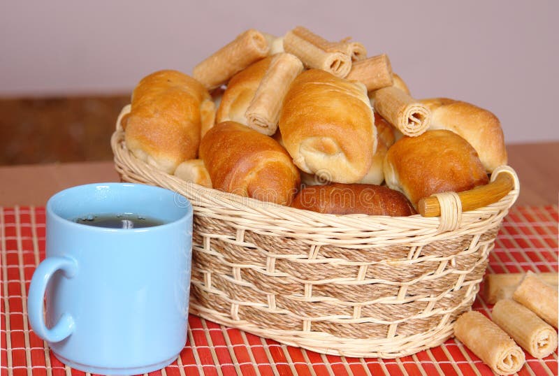 Bun in basket stock image. Image of loaf, healthy, food - 11154873