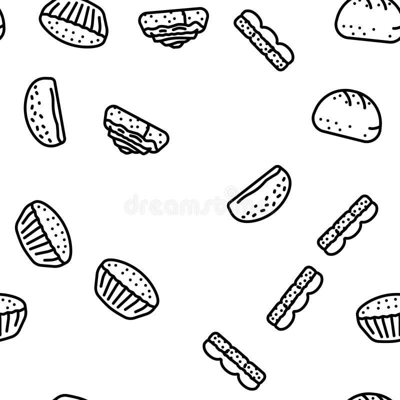 Bun Bread Burger Hamburger Vector Seamless Pattern Stock Vector ...