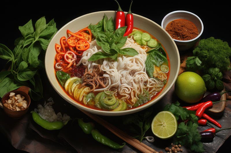 Bun Cha Ha Noi Vietnamese Traditional Dish Stock Illustration ...