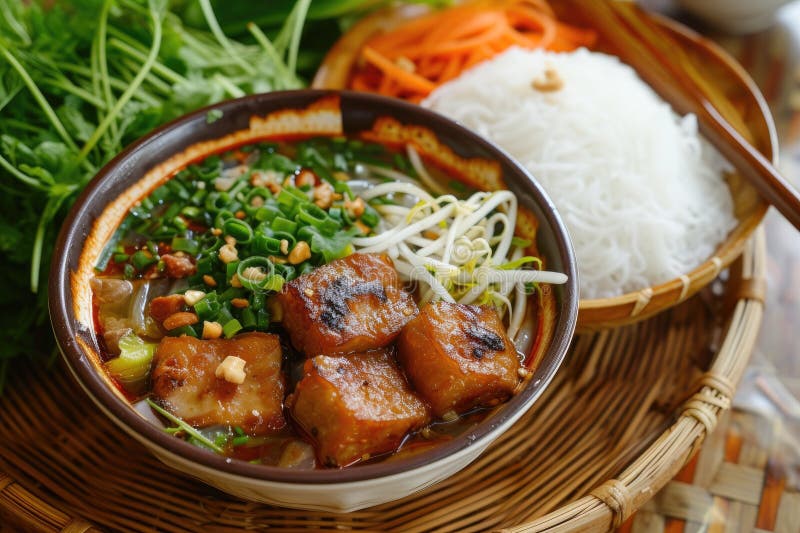 Bun Cha Ha Noi Vietnamese Traditional Dish Stock Illustration ...