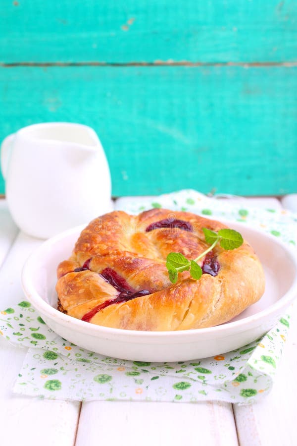 Bun with cherries stock photo. Image of people, mint - 66530978