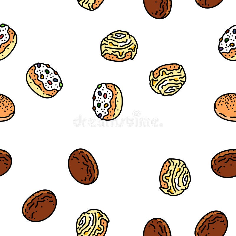 Bun Food Meal Bread Vector Seamless Pattern Stock Vector - Illustration of tasty, wheat: 294282518