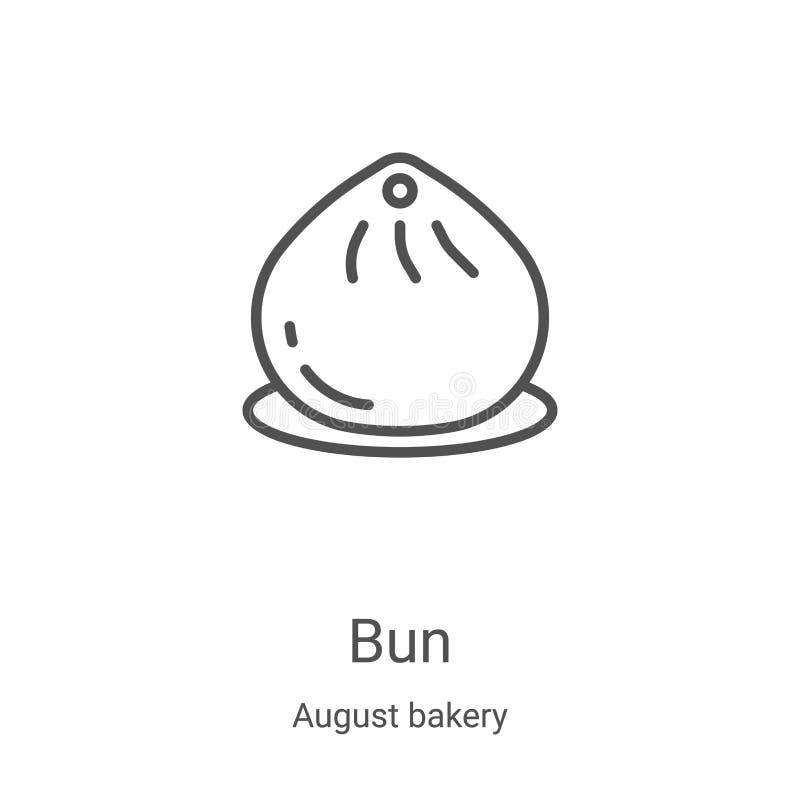 Bun Icon Vector from August Bakery Collection. Thin Line Bun Outline ...