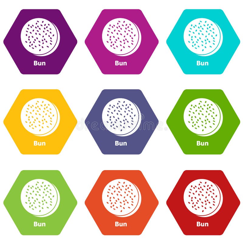 Bun icons set 9 vector stock vector. Illustration of design - 117149348