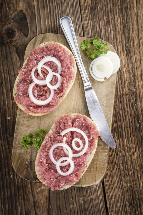 Mett on a Bun (German Cuisine; Selective Focus) Stock Image - Image of ...