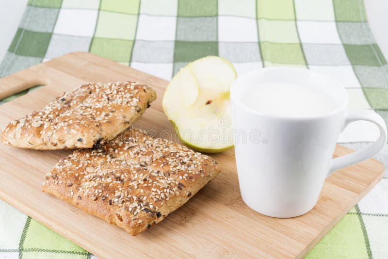 Bun with Milk on Wooden Plank Stock Photo - Image of meal, fresh: 66006134