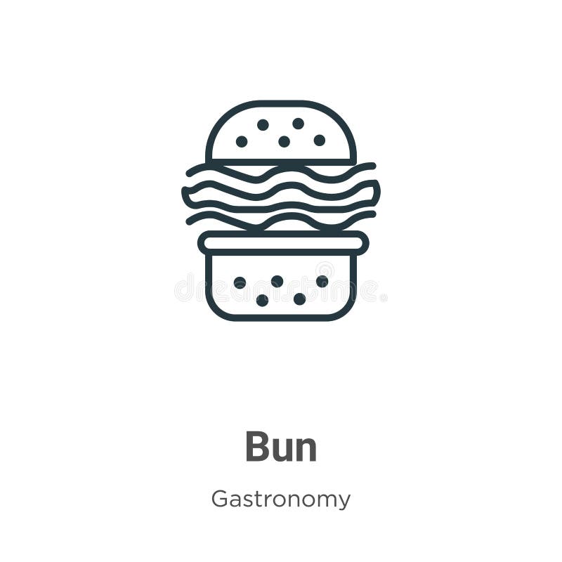 Bun Outline Vector Icon. Thin Line Black Bun Icon, Flat Vector Simple ...