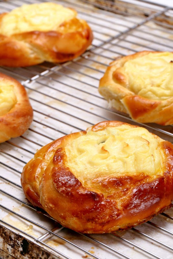 Bun Pie with Cheese in a Bakery Stock Image - Image of meal, basket ...
