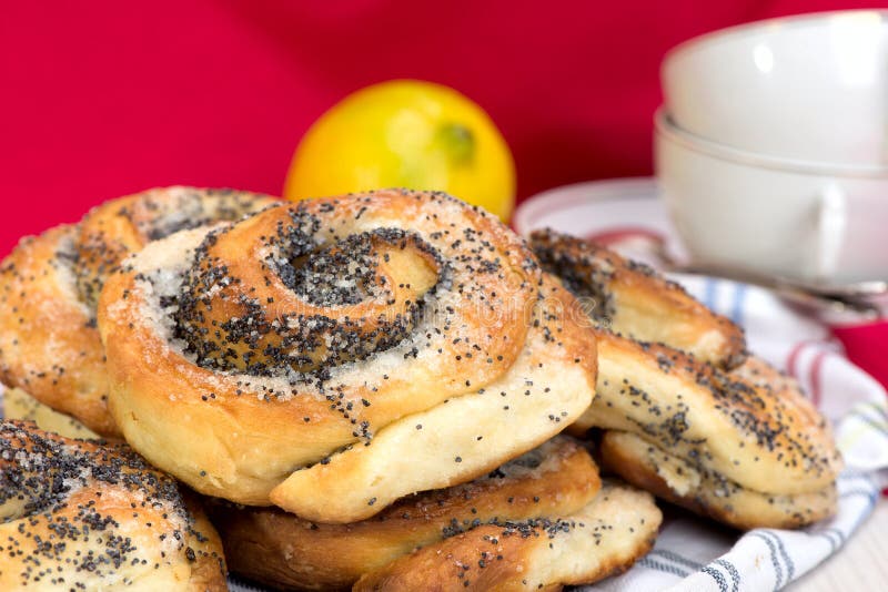 Bun with Poppy Seeds for Tea Stock Image - Image of roasted, lemon ...