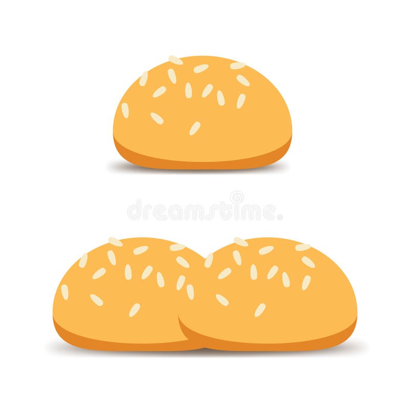 Bun with Sesame Seeds. Baked Goods Made with White Flour. Vector Stock ...