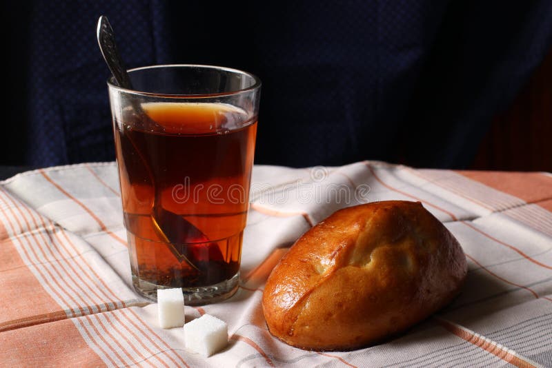 Bun and Tea. Simple Breakfast Stock Image - Image of breakfast, food ...