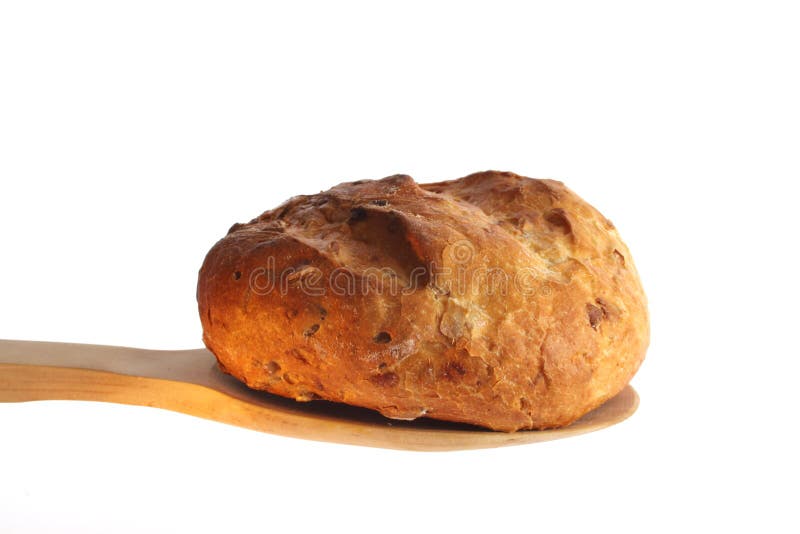 Bun on a wooden spoon stock image. Image of grain, cook - 18798115