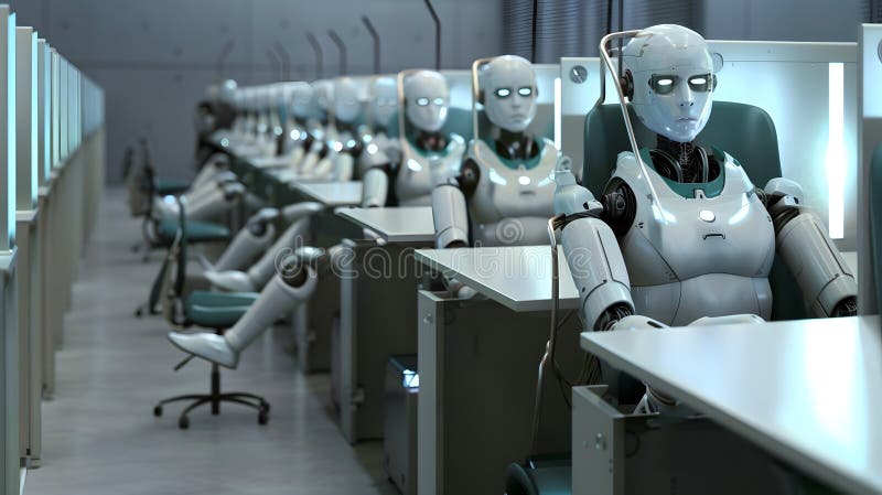 Artificial Intelligence Robots in Modern Office Setting, Ai Generated ...