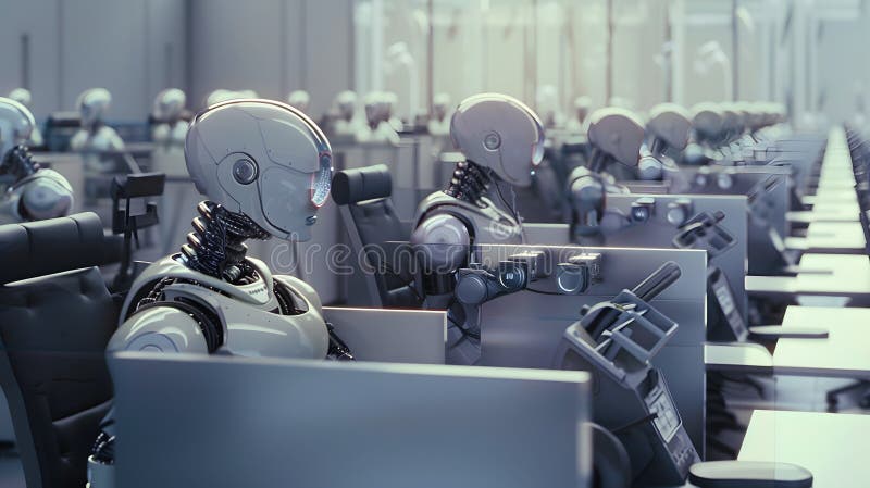AI Robots at Work in a Modern Technology Office, Ai Generated Editorial ...