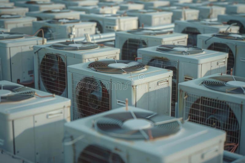 A Bunch of Air Conditioning Units in an Open Field, Ready for Use or ...