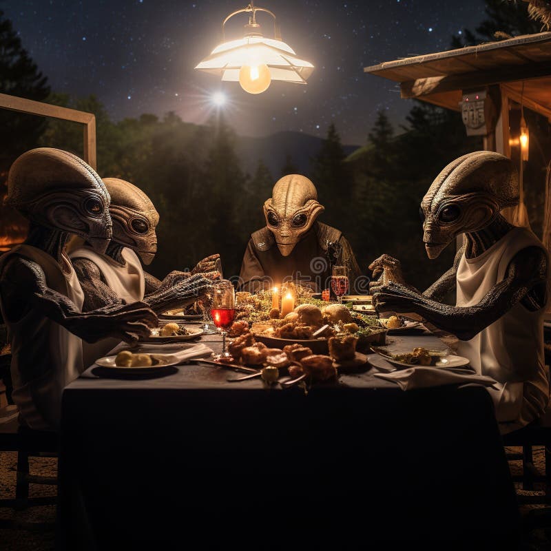 A Bunch of Aliens Sumptuous Dinner at a High Table Extraterrestrial ...