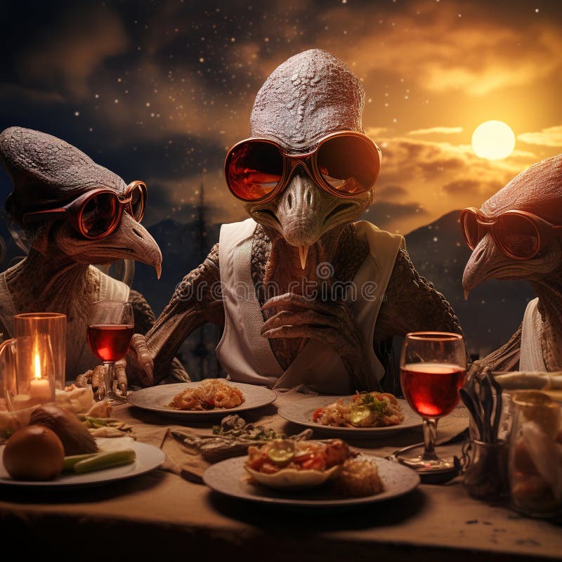 A Bunch of Aliens Sumptuous Dinner at a High Table Extraterrestrial ...