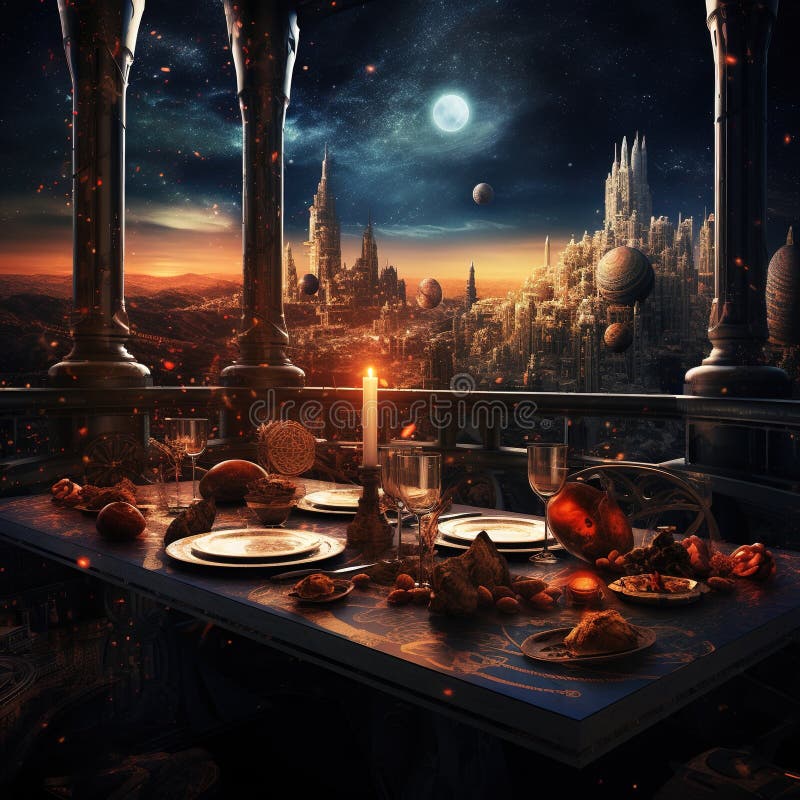 A Bunch of Aliens Sumptuous Dinner at a High Table Extraterrestrial ...