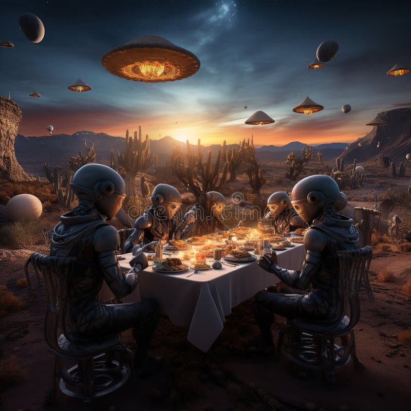 A Bunch of Aliens Sumptuous Dinner at a High Table Extraterrestrial ...