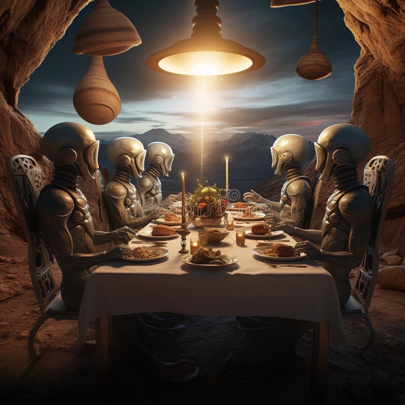 A Bunch of Aliens Sumptuous Dinner at a High Table Extraterrestrial ...