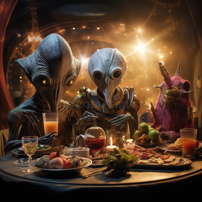 A Bunch of Aliens Sumptuous Dinner at a High Table Extraterrestrial ...