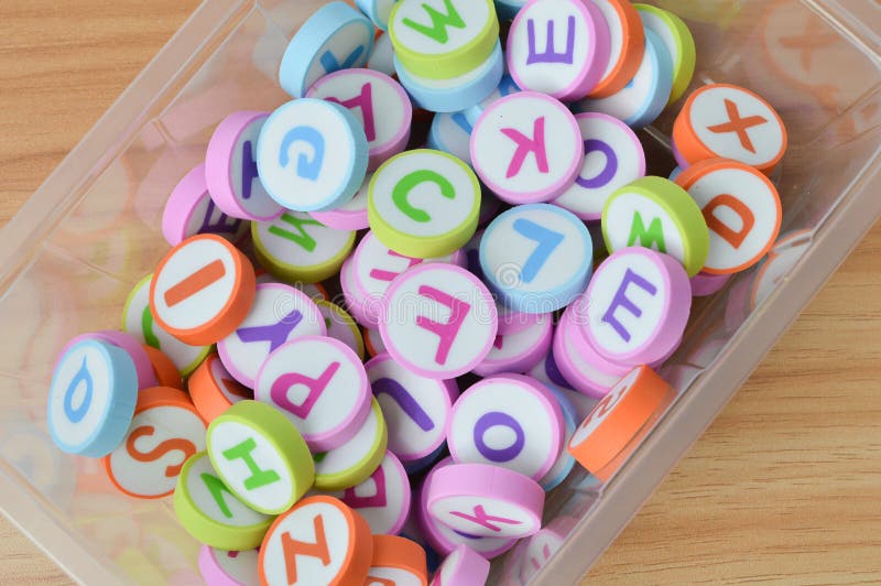 Bunch of Alphabet Letters in a Plastic Box Stock Image - Image of happy ...