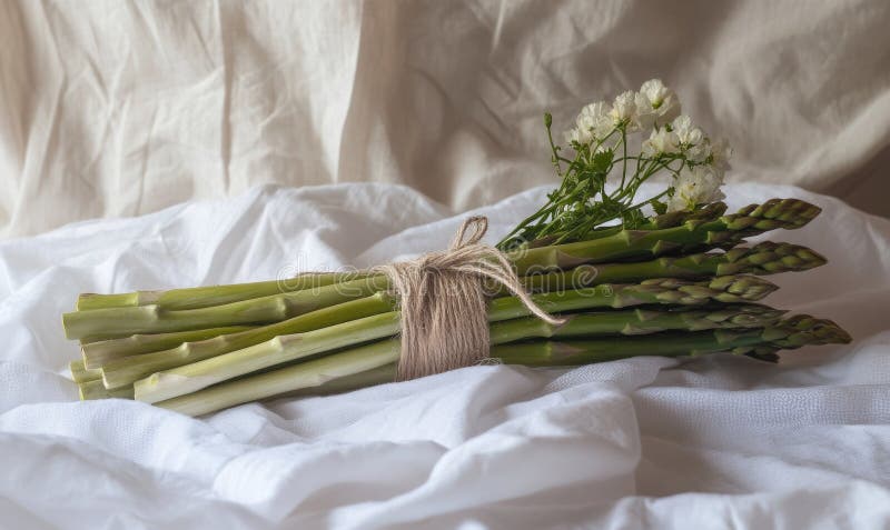 A Bunch of Asparagus is Tied with a String Stock Illustration ...