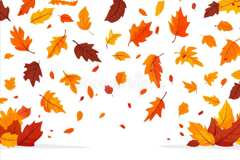 A Bunch of Autumn Leaves Falling Down on a White Background Stock Image ...