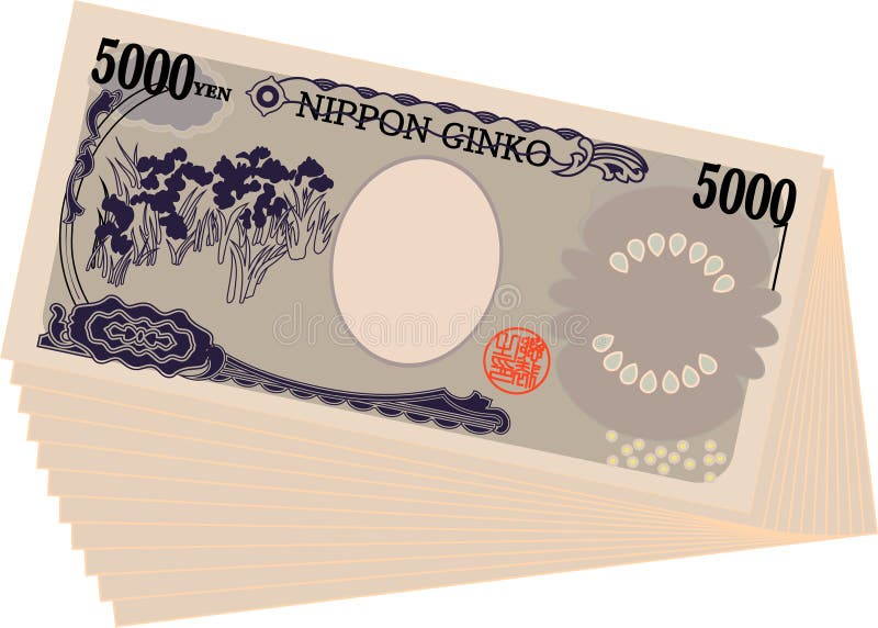 Bunch of Back Side of Japan`s 5000 Yen Note Stock Vector - Illustration ...
