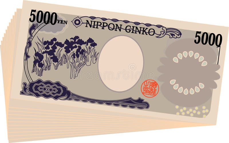 Bunch of Back Side of Japan`s 5000 Yen Note Stock Vector - Illustration ...