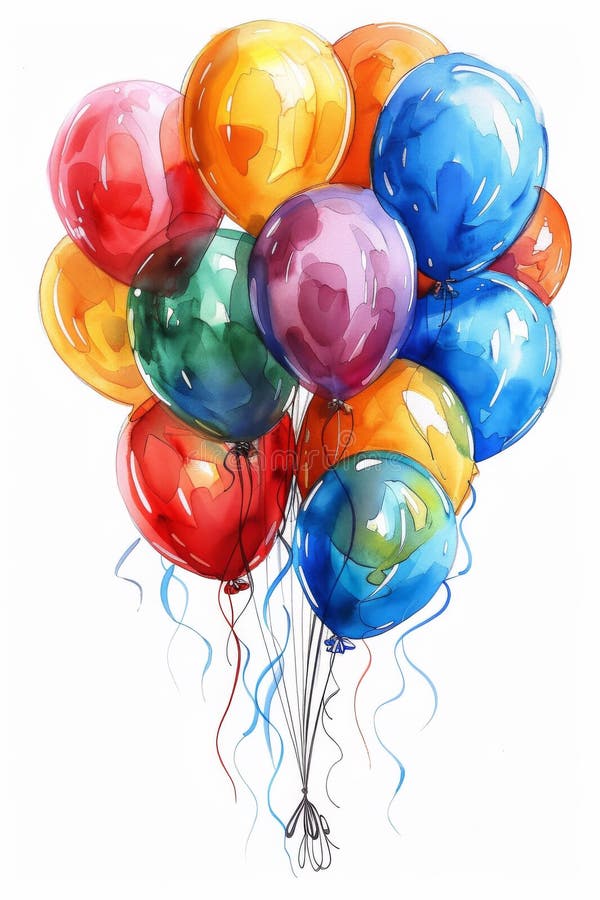 A Bunch of Balloons are Being Held Up by a String, AI Stock ...
