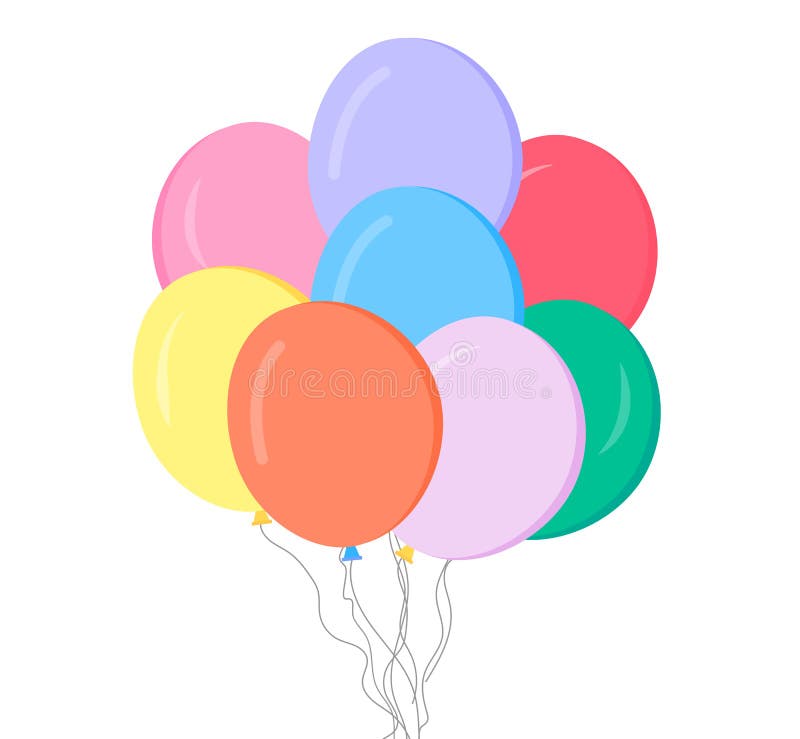 Bunch Balloons Cartoon Flat Style Stock Illustrations – 454 Bunch ...