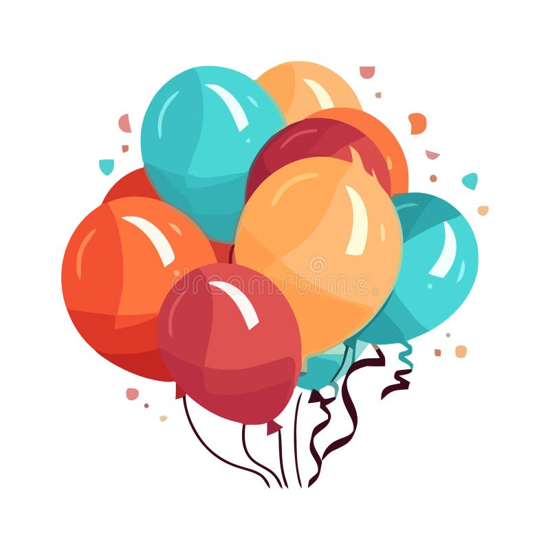 Bunch of Balloons in Cartoon Hand Drawn Doodle Cartoon Style Isolated ...