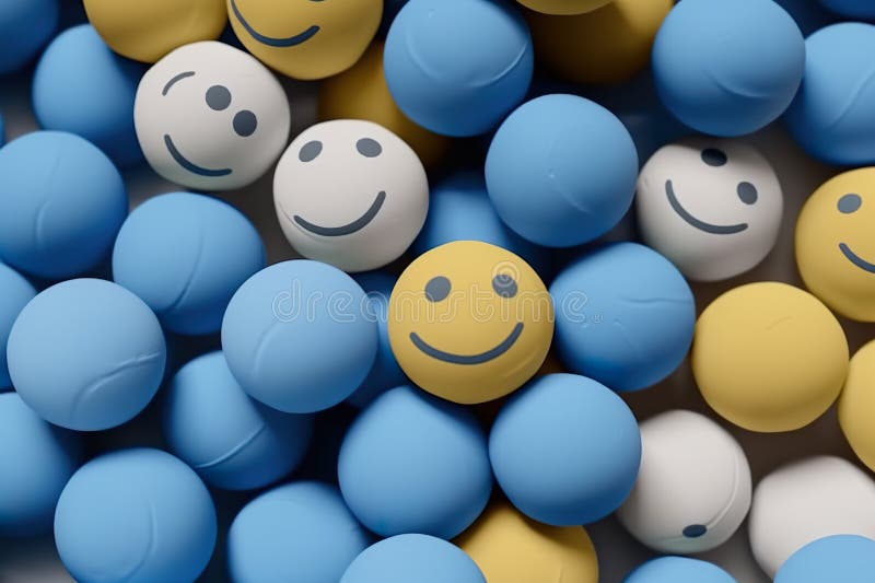 A Bunch of Balls with Smiley Faces on Them. AI Generative Image Stock ...