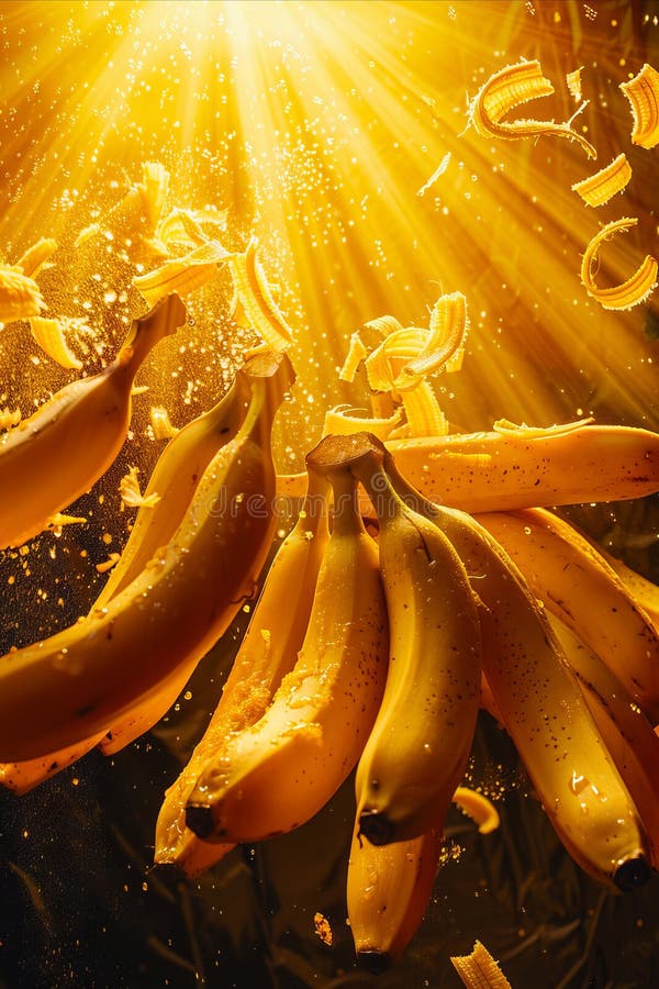 A Bunch of Bananas that are Falling into the Air Stock Image - Image of ...