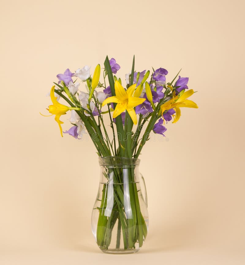 Bunch of Beautiful Spring Flowers Stock Photo - Image of glass, lily ...