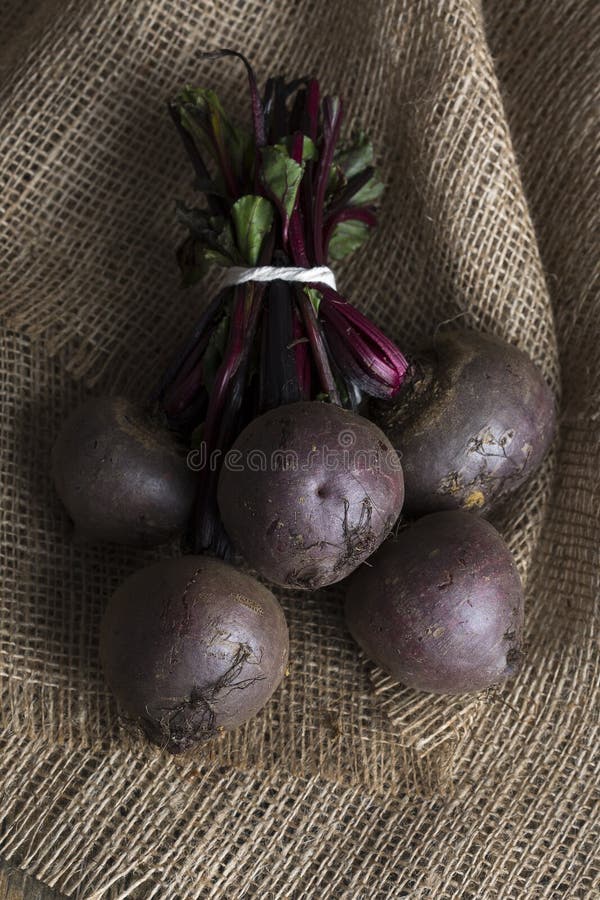 Bunch of Beetroot on a Brown Burlap Cloth Close-up Stock Photo - Image ...